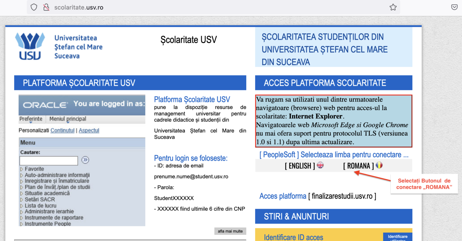 Conectare VPN / Accesare platformă Școlaritate USV - Facultatea de Litere și Științe ale Comunicării